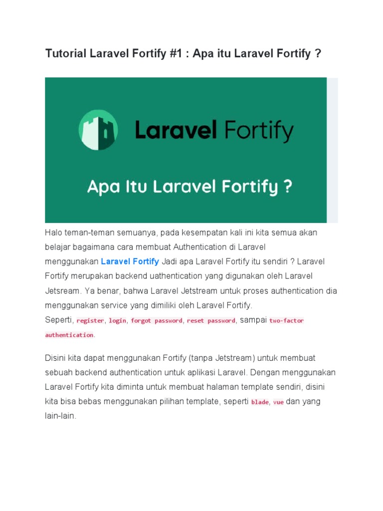 Tutorial Laravel Fortify | PDF