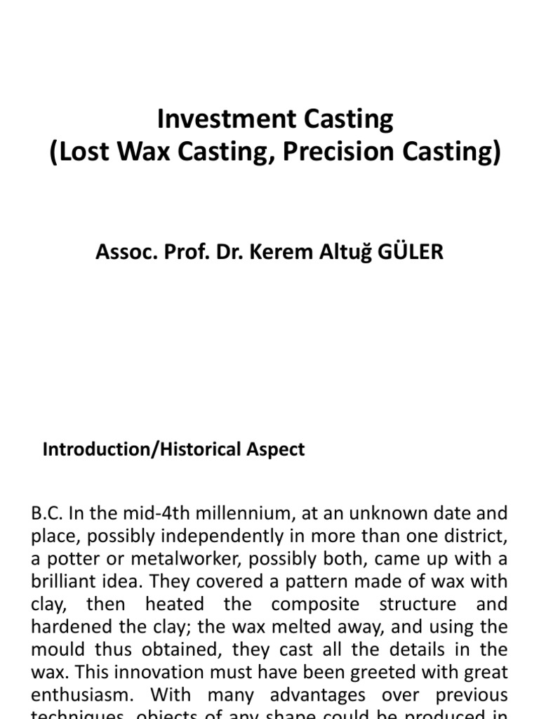 Investment Casting | PDF | Casting (Metalworking) | Casting