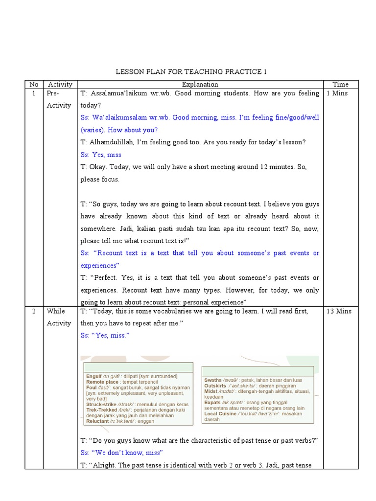 Rundown TEFL 1 Lesson Plan Novia Hermawati 2nd Revised | PDF | Grammar ...