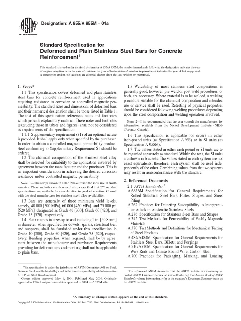 Astm A955 | PDF | Stainless Steel | Steel