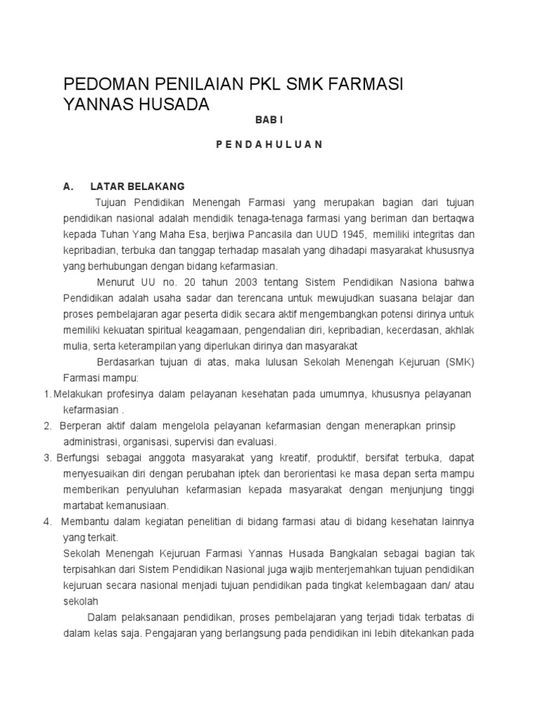 Pedoman Penilaian PKL SMK | PDF