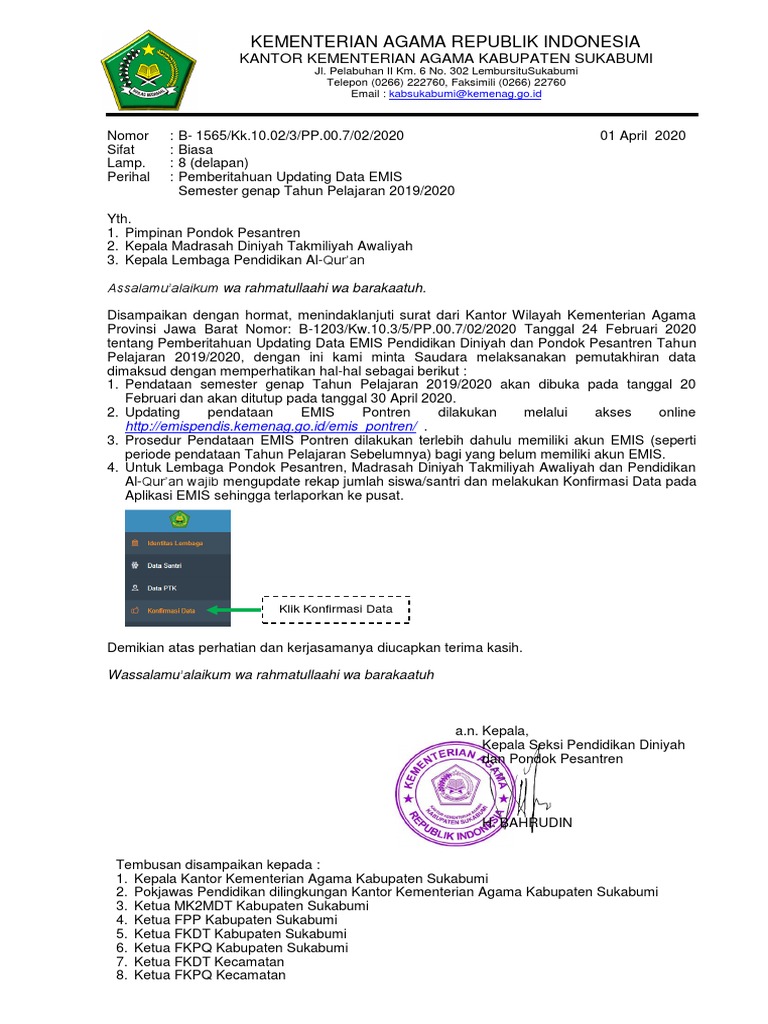Surat Updating Emis | PDF