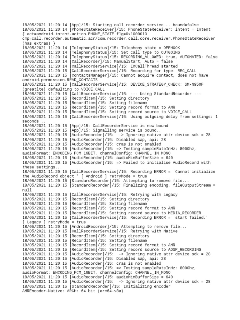 CallRecord Log | Download Free PDF | Filename | Operating System Technology