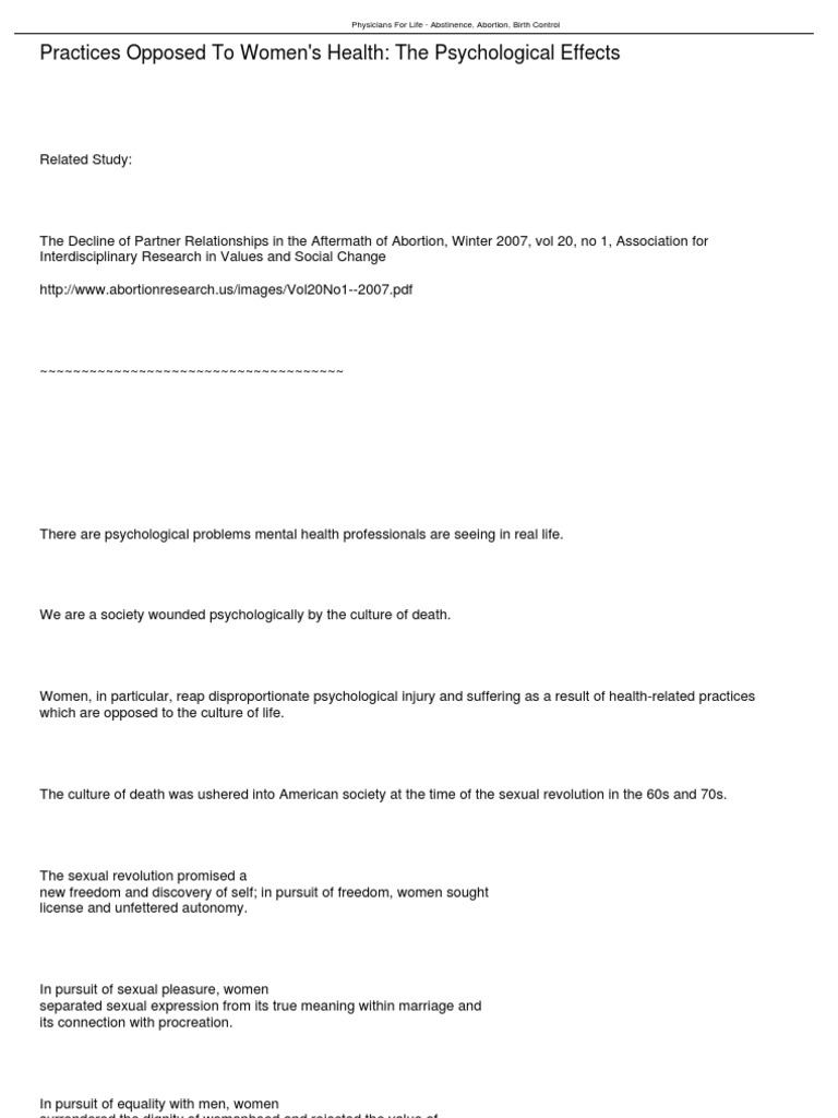 Practices Opposed To Women's Health The Psychological Effects | PDF ...
