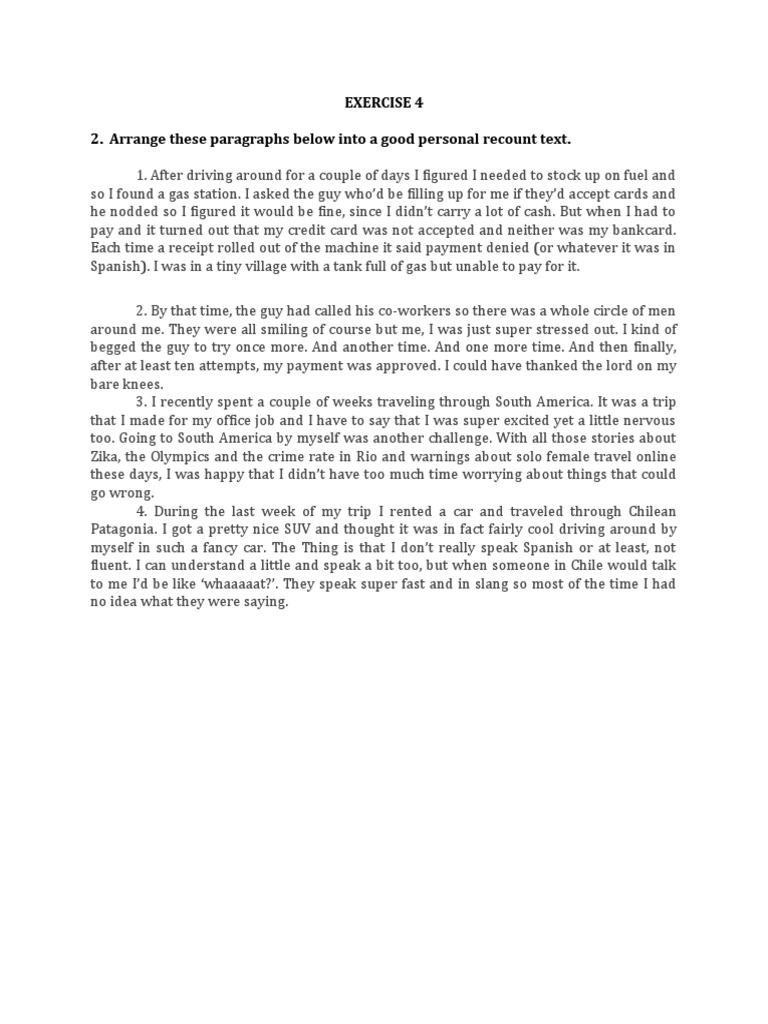 Arrange The Paragraph Into A Good Personal Recount Text | PDF