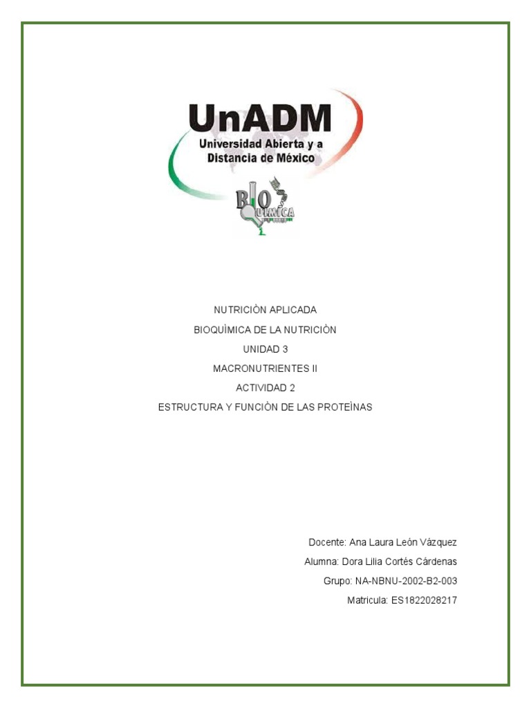 Bioquimica U3 A2 | PDF | Proteínas | Aminoácidos