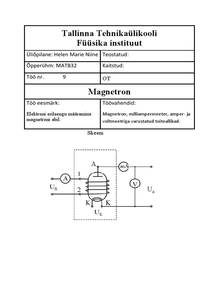 Füüsika 2 NR 9 Praktikum | PDF