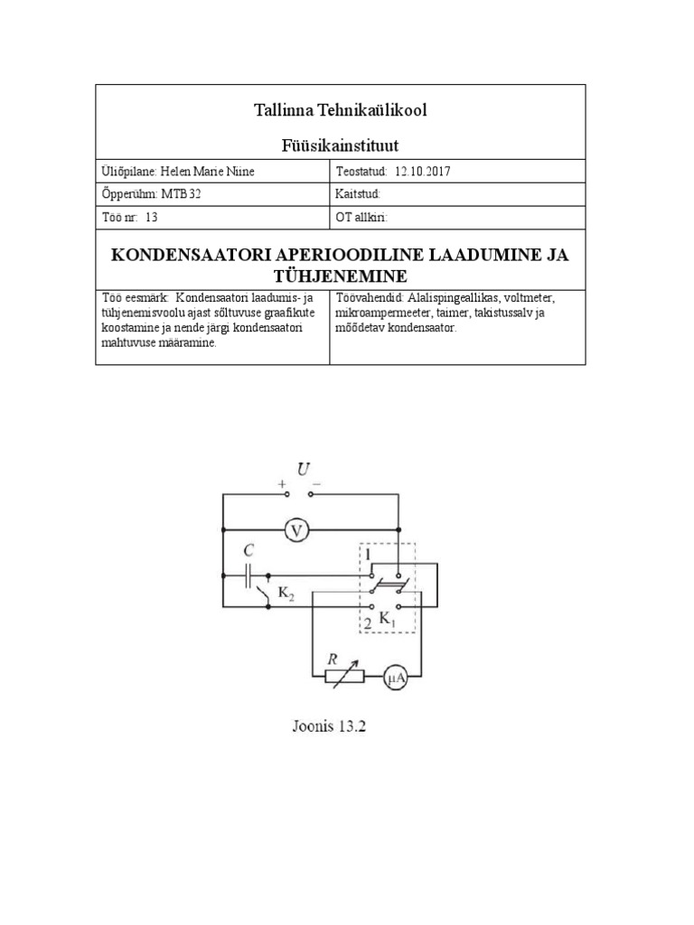 Füüsika Praktikum Tiitelleht-Ja-Tabelid | PDF