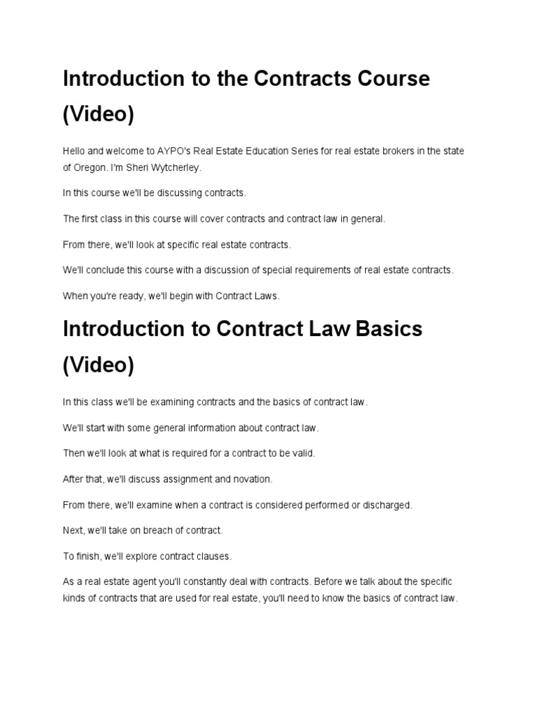 Basics of Contract Law | PDF | Legal Remedy | Real Estate Broker