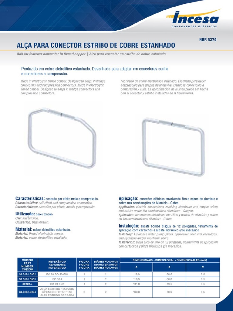 Alca Conector Estribo de Cobre Estanhado | PDF