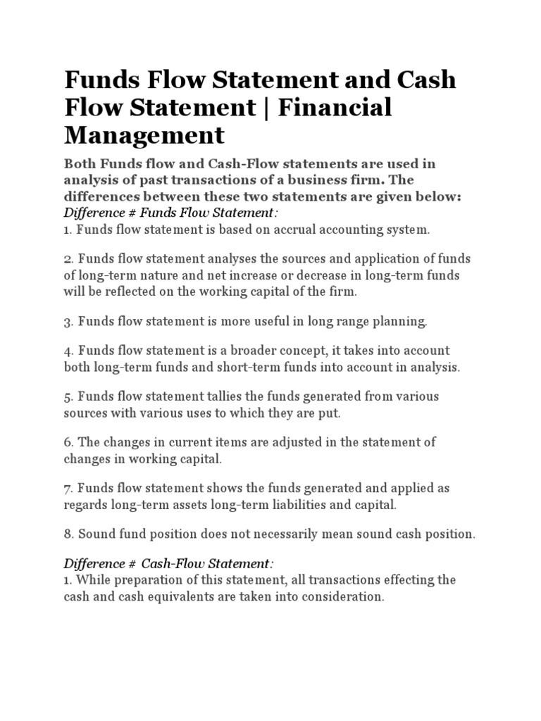 Funds Flow Statement and Cash Flow Statement | PDF