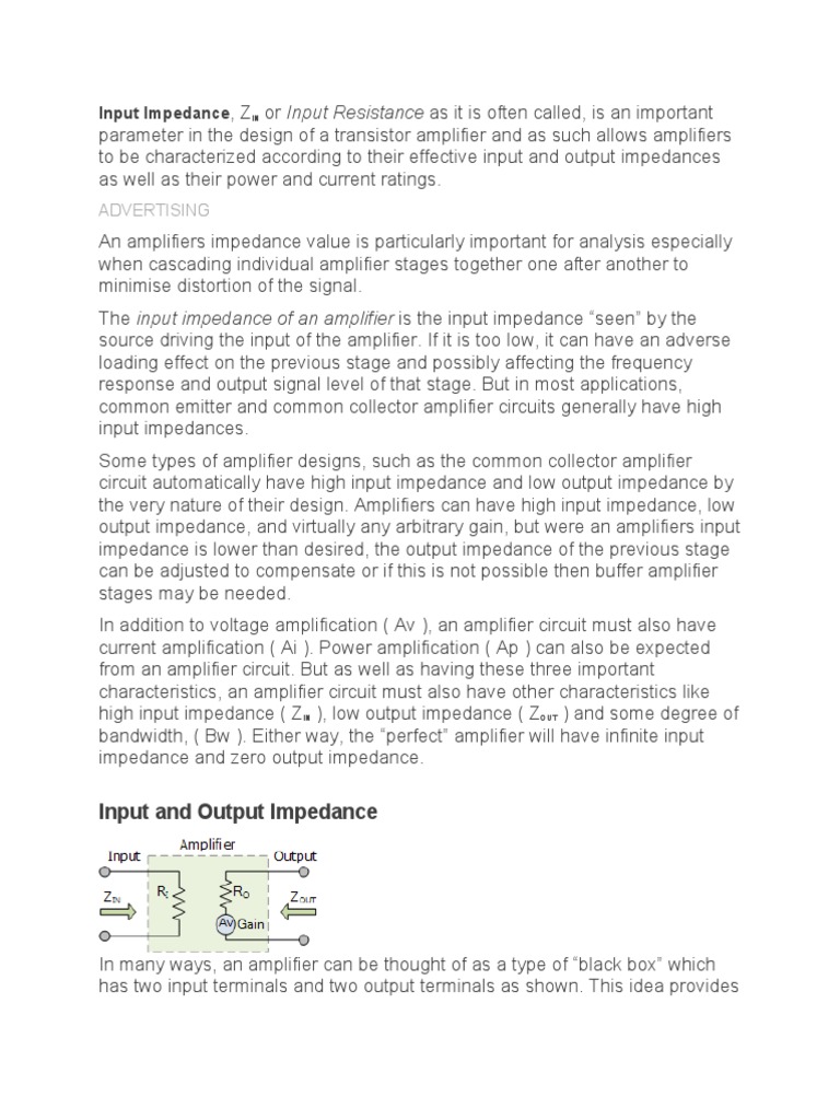 Input Output Impedance Pdf Amplifier Electrical Impedance 