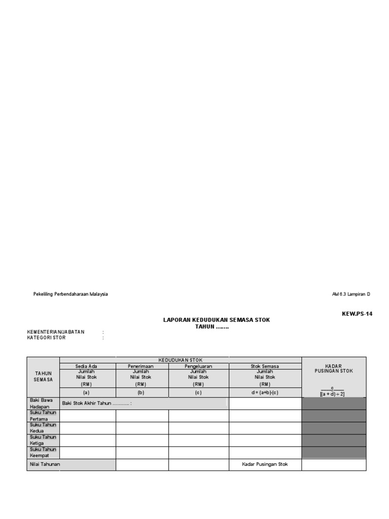 Laporan Kadar Pusingan Stok KEW.PS-14 | PDF