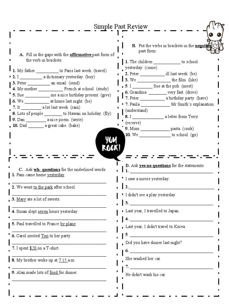 Simple Past Review Worksheet Templates Layouts - 119037 | PDF | Grammar ...