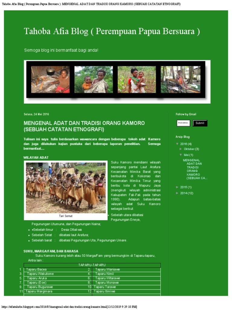 Tahoba Afia Blog (Perempuan Papua Bersuara) MENGENAL ADAT DAN TRADISI ORANG K | PDF