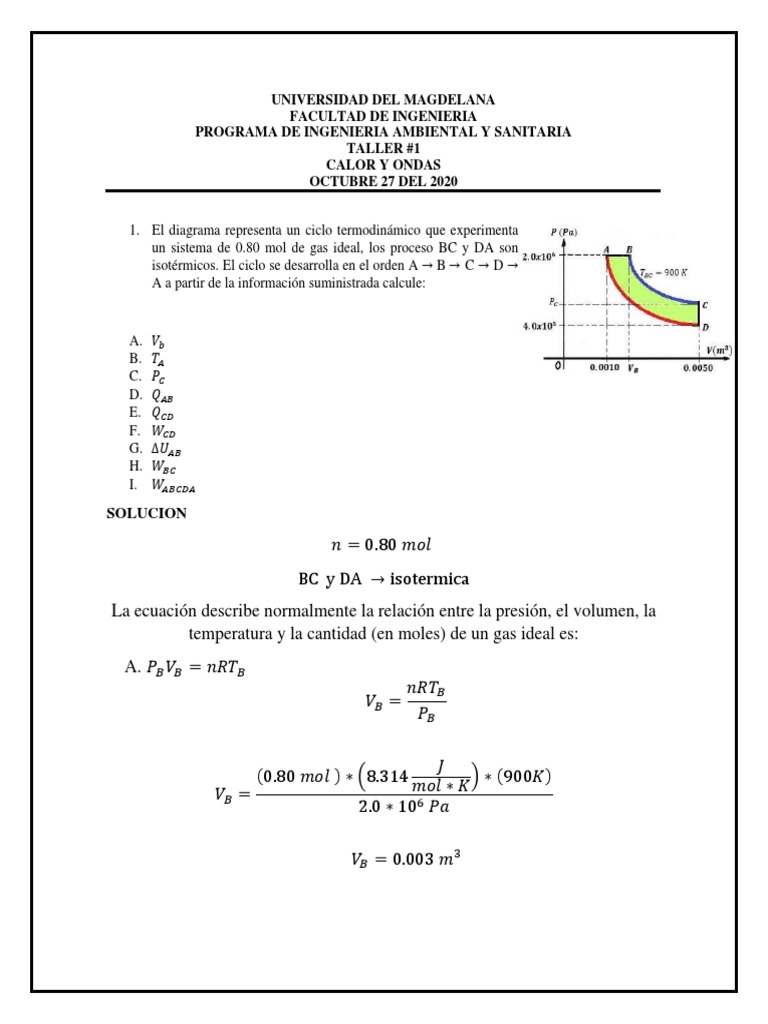 Ejercicios de Termodinamica | PDF | Gases | Calor