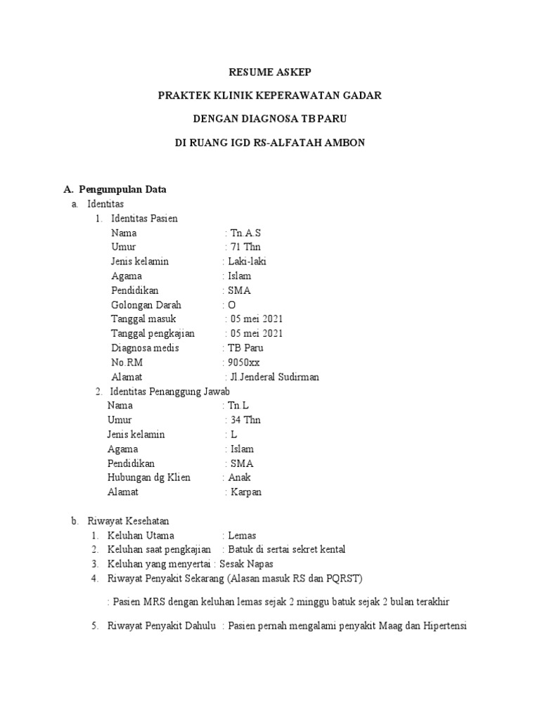 RESUME ASKEP TB Paru | PDF