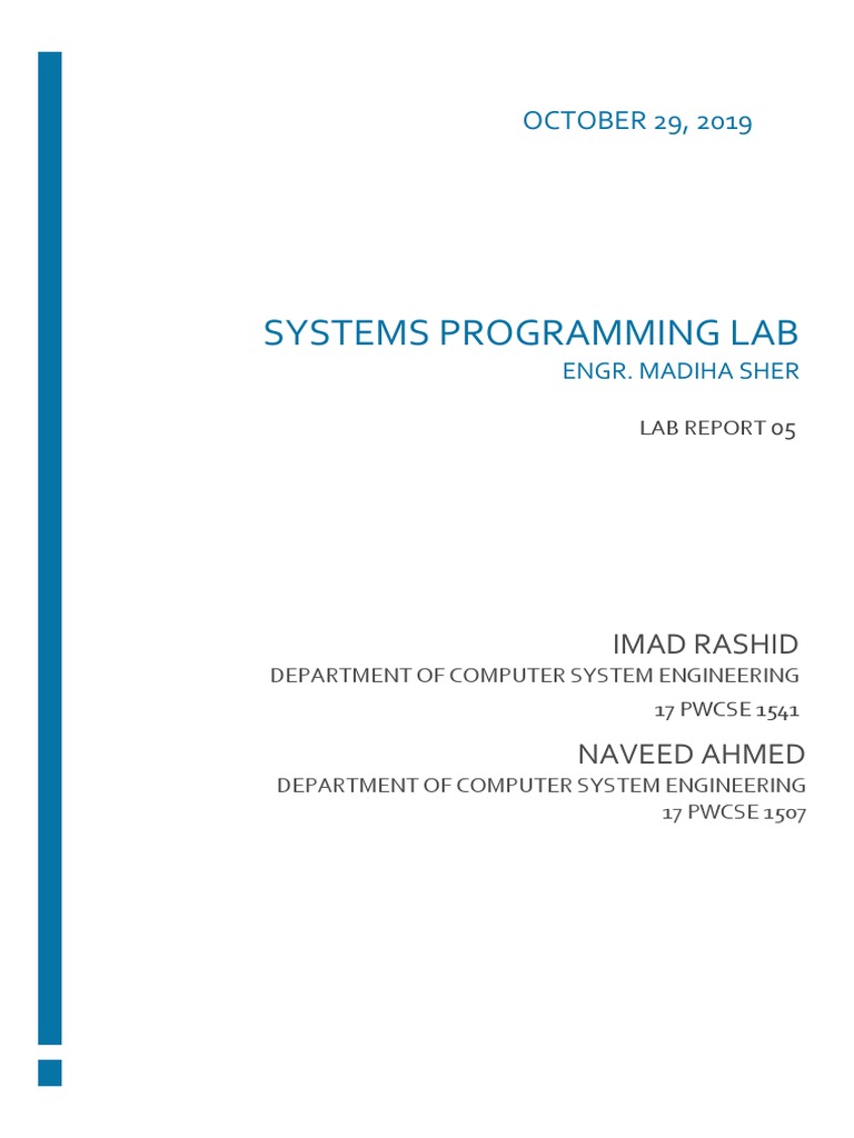 Systems Programming Lab: OCTOBER 29, 2019 | PDF | Computer Programming ...