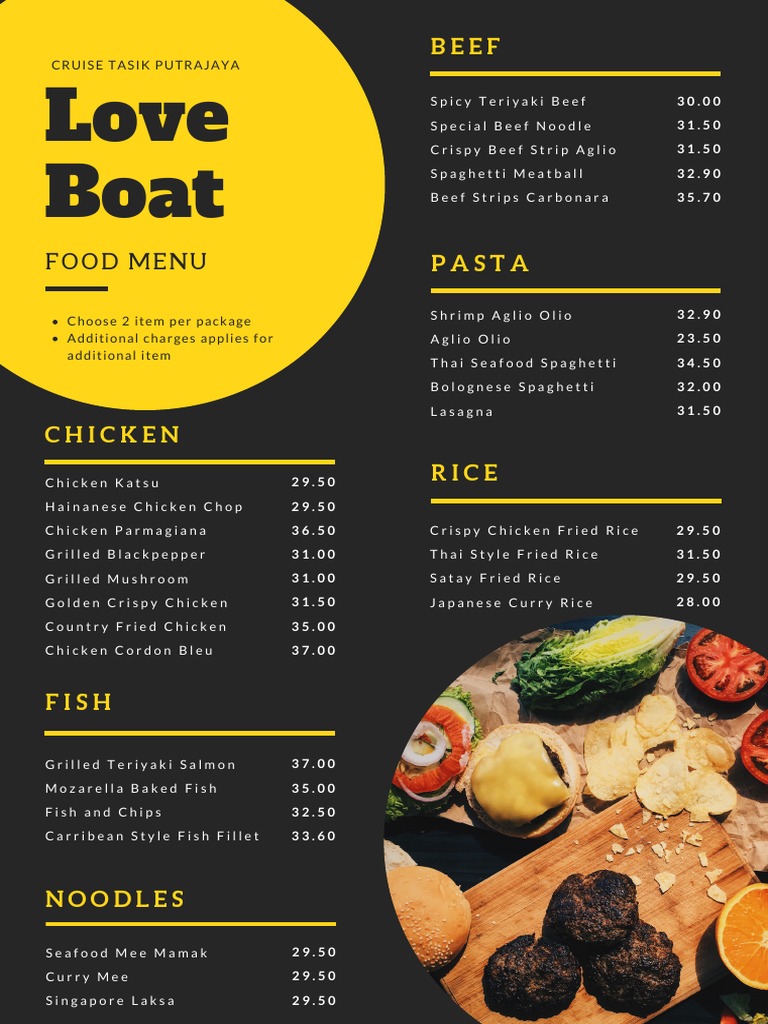 Love Boat Menu | PDF | Thai Cuisine | Chocolate Brownie