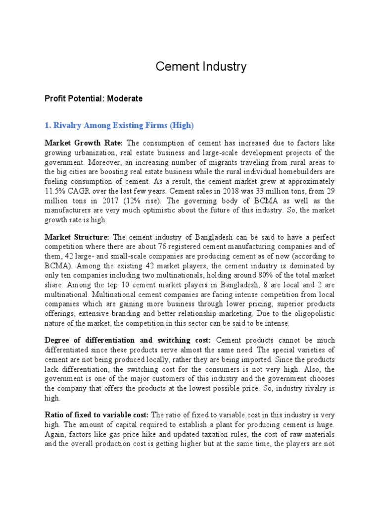 Porter's Cement | PDF | Cement | Demand