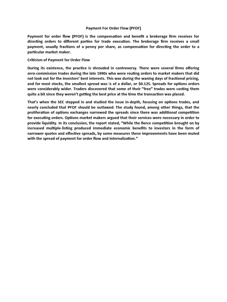 Payment For Order Flow | PDF