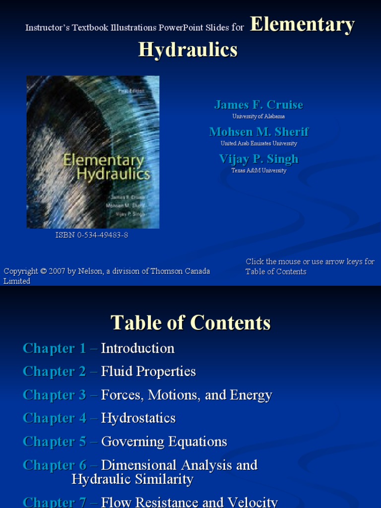Cruise, J.F., Singh, V.P., Sherif, M.M. - Elementary Hydraulics, 1st Edition PowerPointSlides | PDF