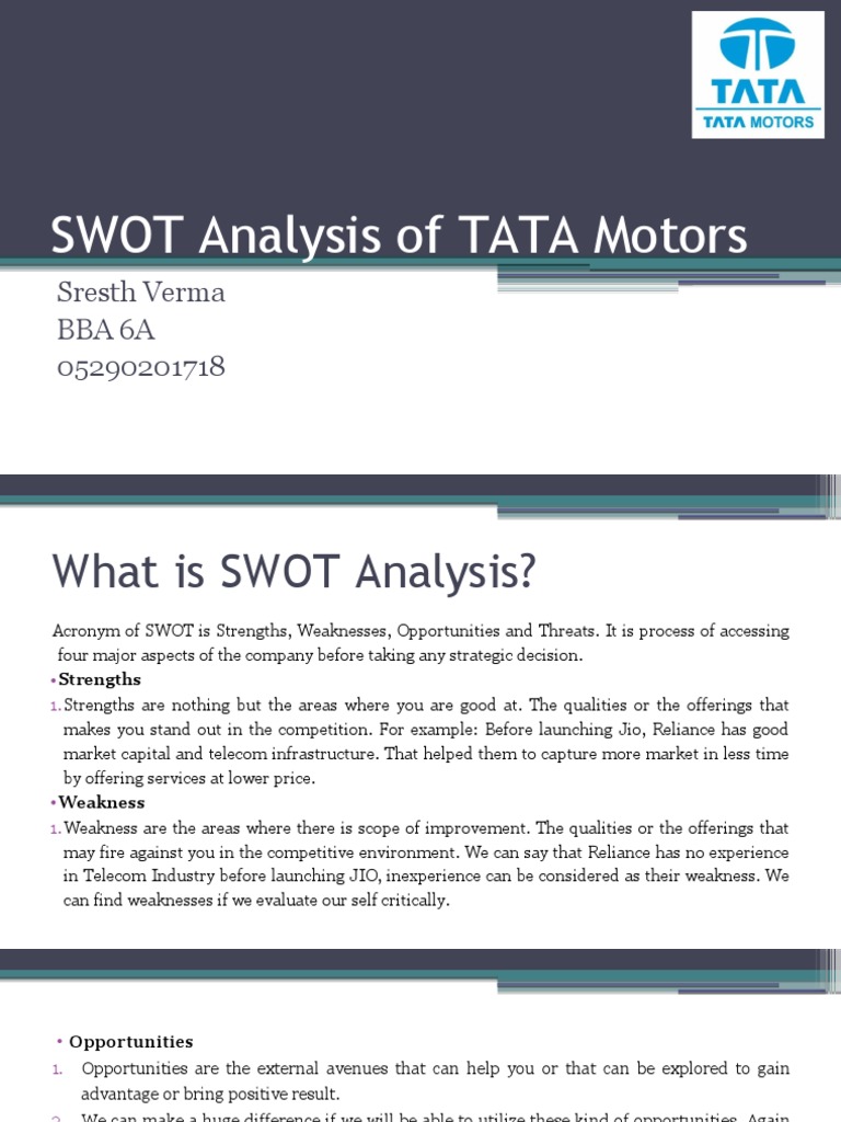 SWOT Analysis of TATA Motors | PDF | Swot Analysis | Vehicles