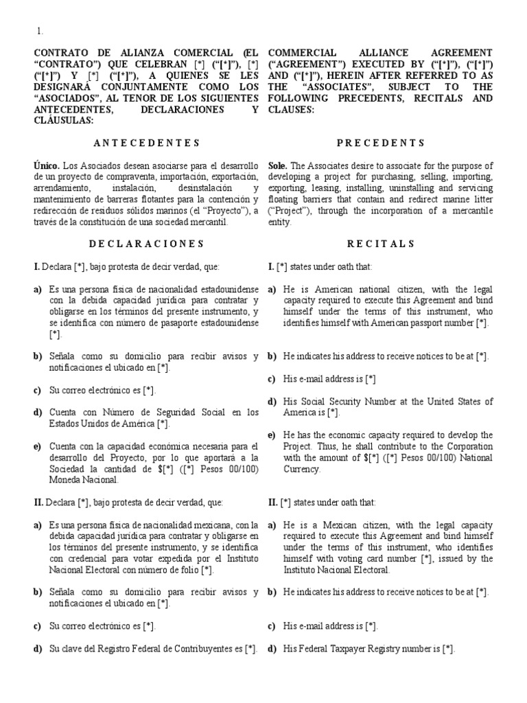 Contrato de Alianza Comercial | PDF | Conceptos legales | Economias