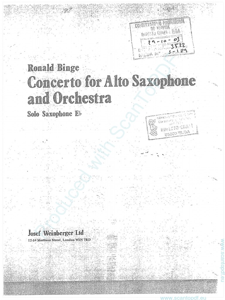 Ronald Binge Saxophone Concerto PDF | PDF