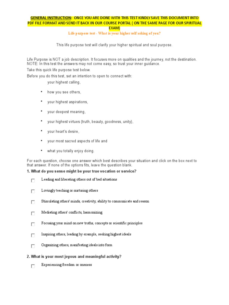 Spiritual Self Test 2 | PDF | Spirituality | Love