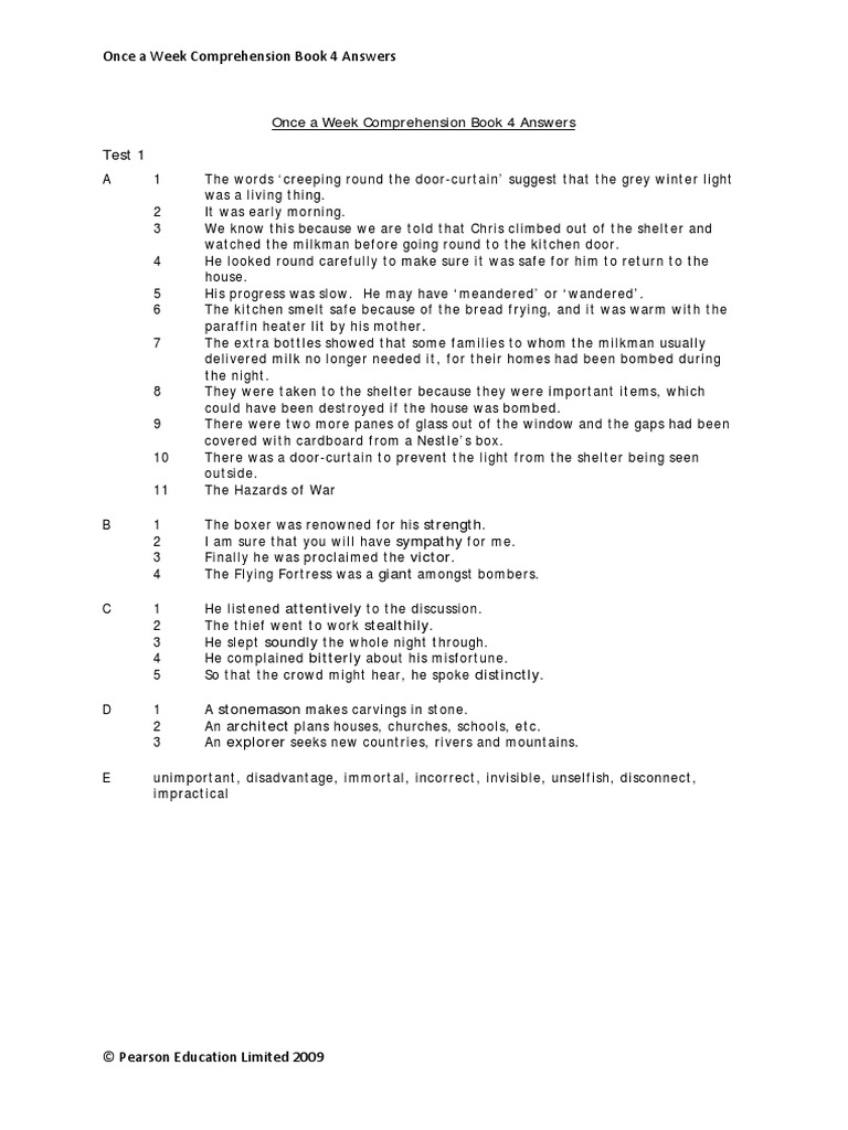 Once A Week Comprehension Book 4 Answers | PDF | Mount Everest | Goliath