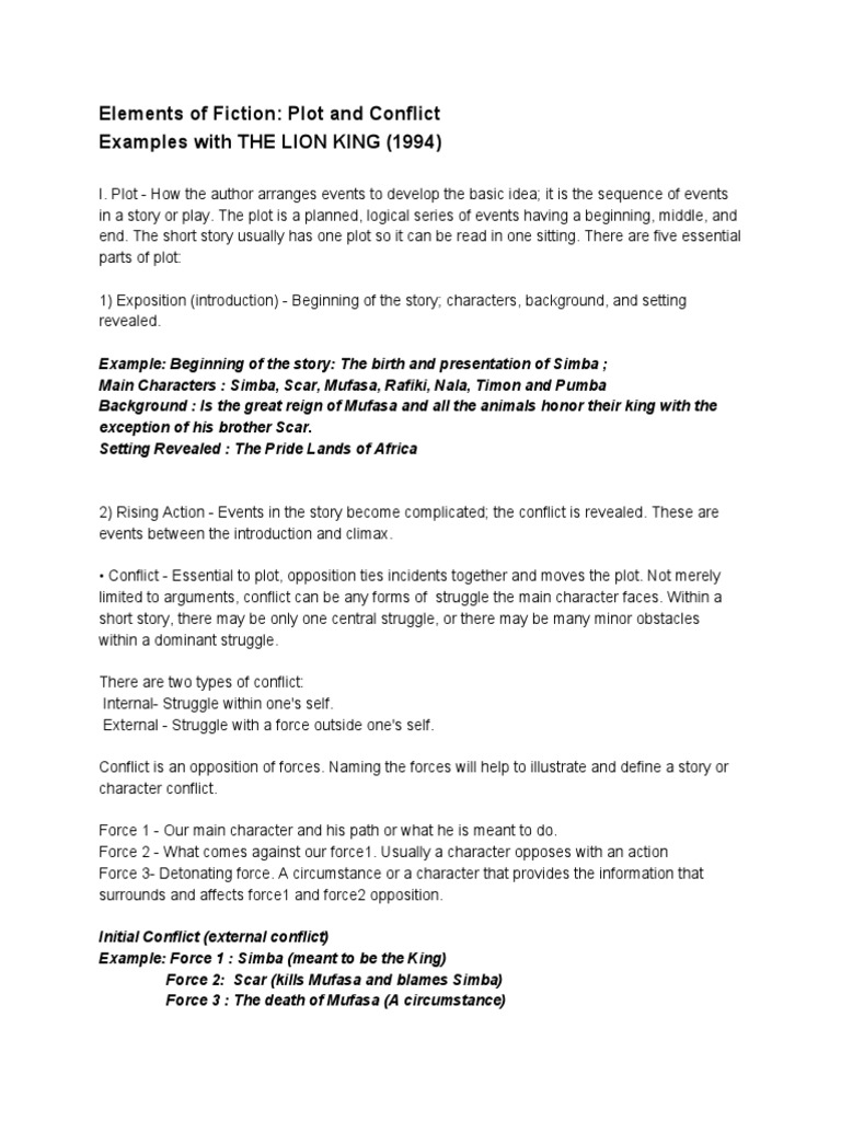 Elements of Fiction - Plot and Conflict | PDF | Plot (Narrative)