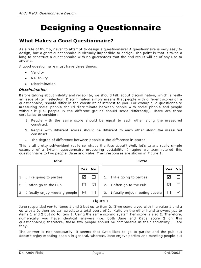 Essentials of Effective Questionnaire Design | PDF | Validity ...