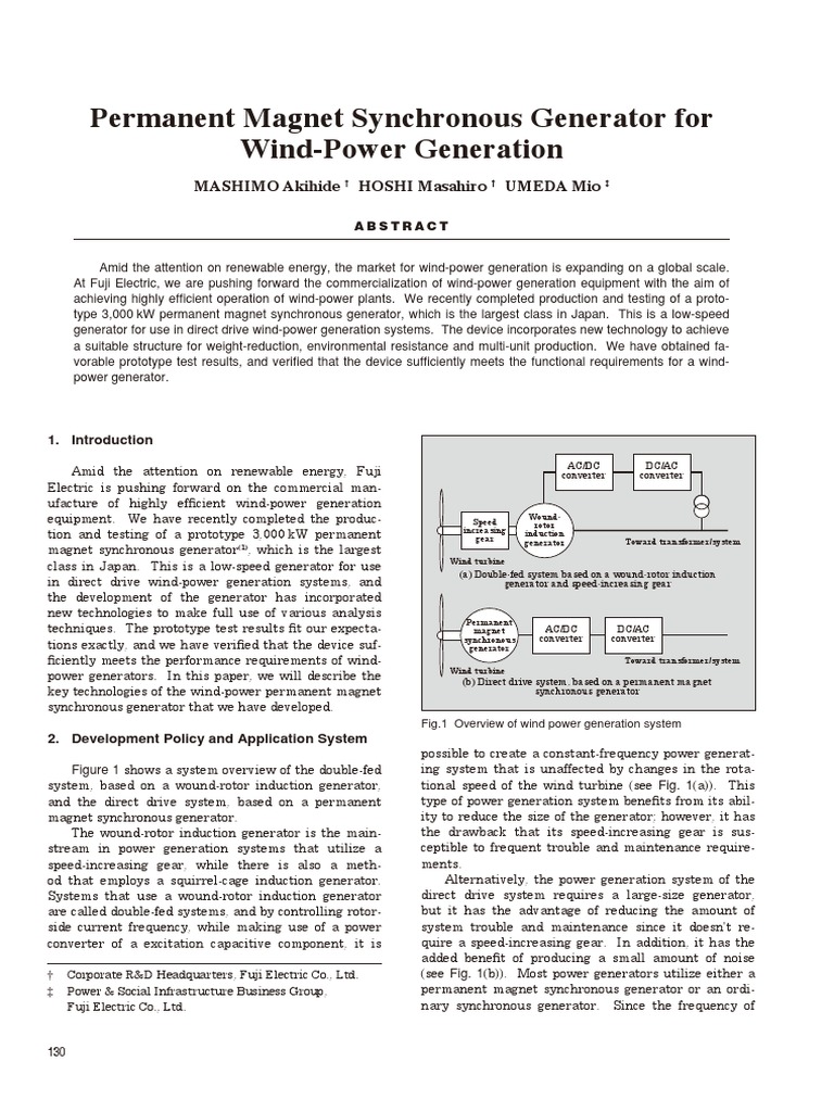 Permanent Magnet Synchronous Generator For Wind-Power Generation | PDF ...