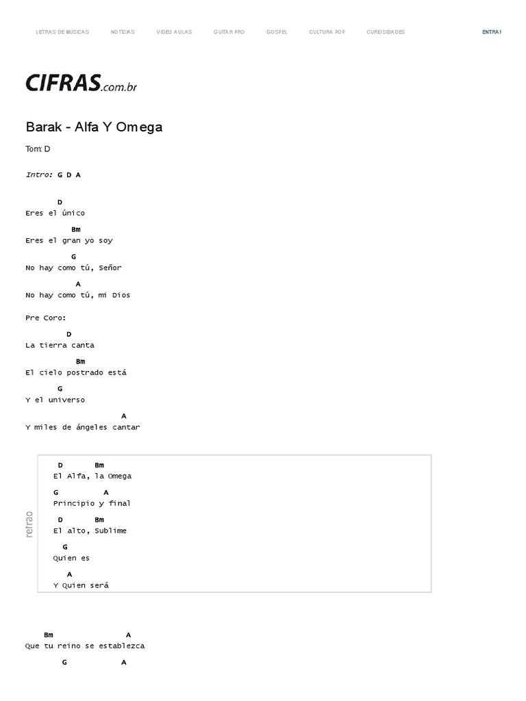 ALFA Y OMEGA Cifra - Barak - CIFRAS | PDF