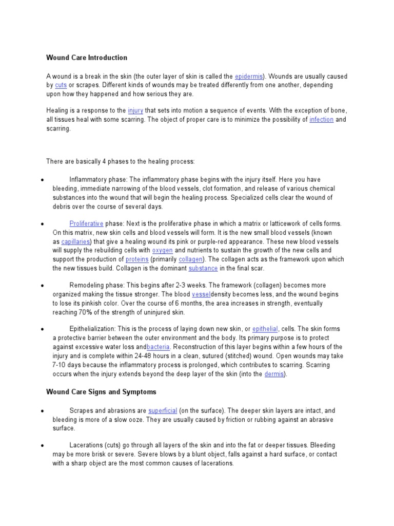 Wound Care Introduction | PDF | Wound | Epidermis