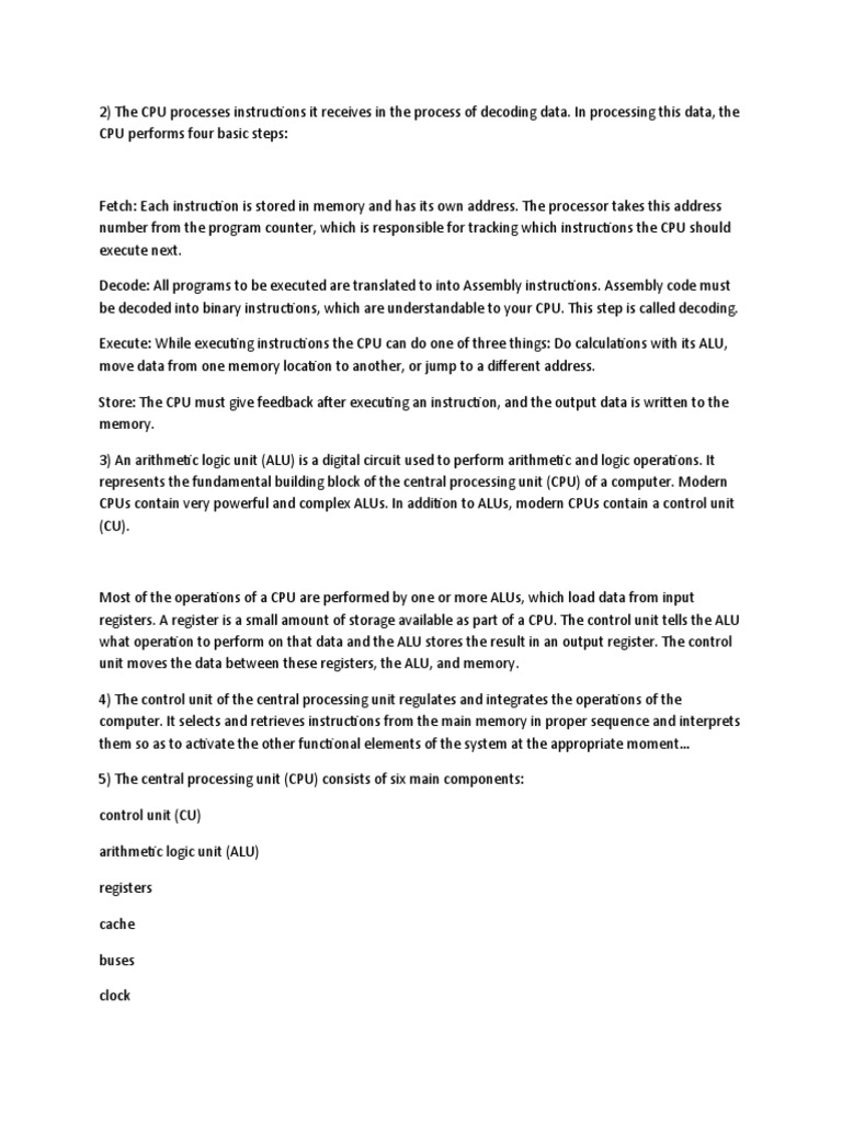 2) The CPU proc-WPS Office | PDF | Central Processing Unit | Computer ...