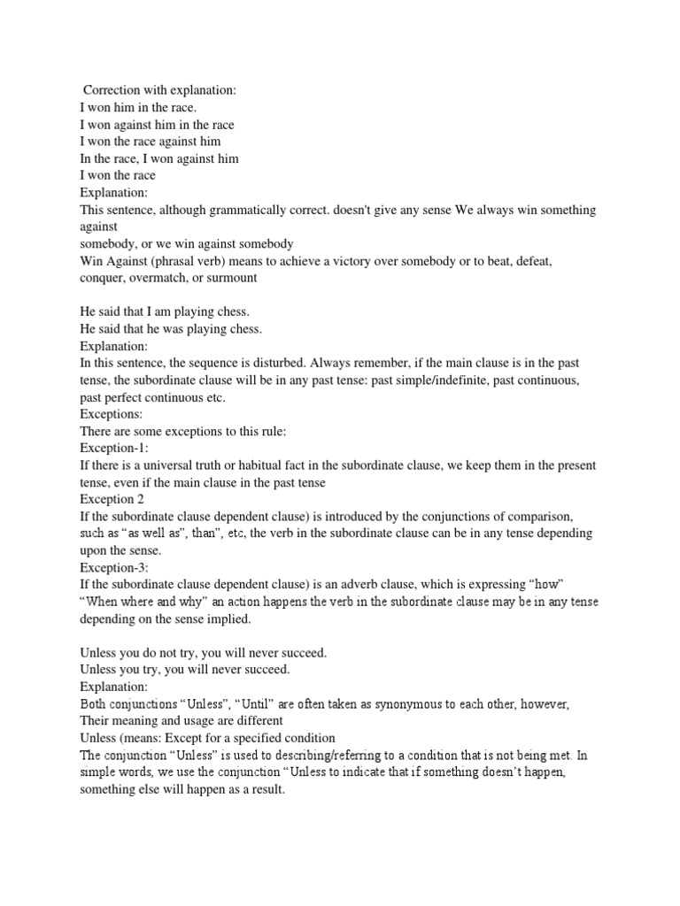 Correction | PDF | Verb | Clause