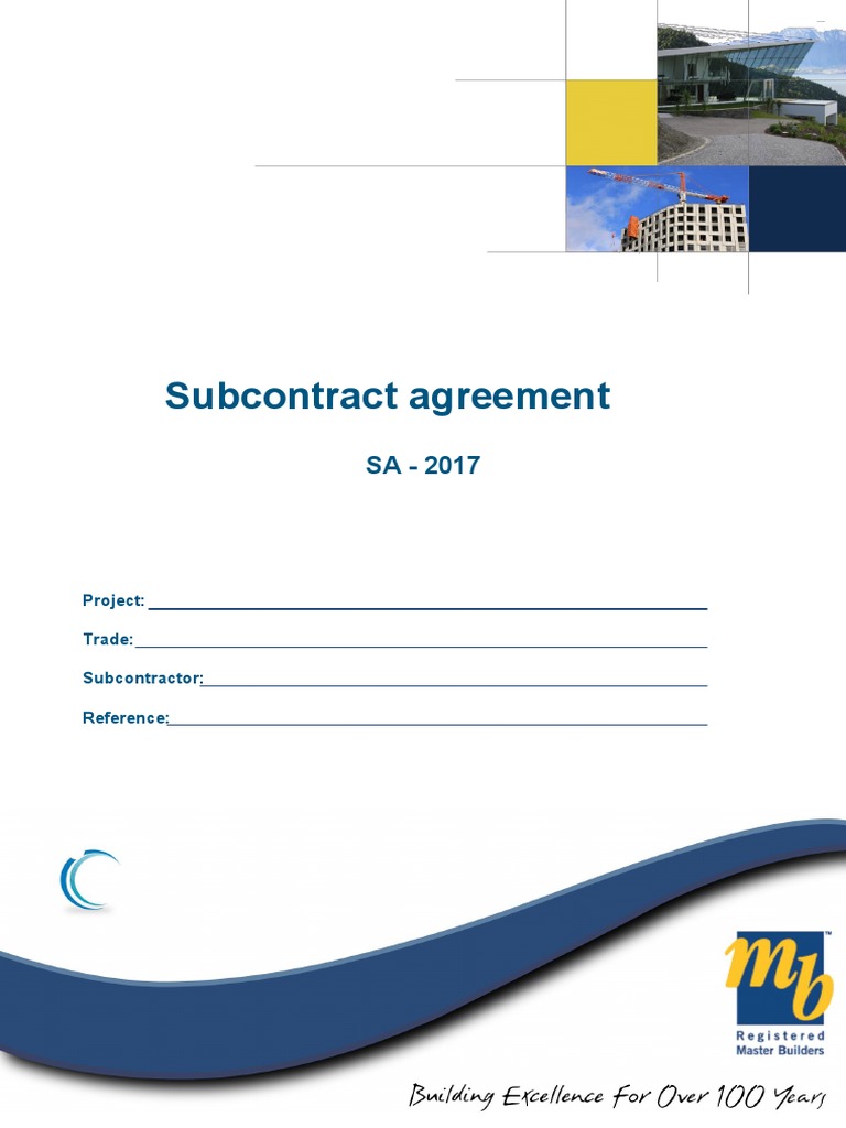 Subcontract Agreement: Project: Trade: Subcontractor: Reference | PDF ...