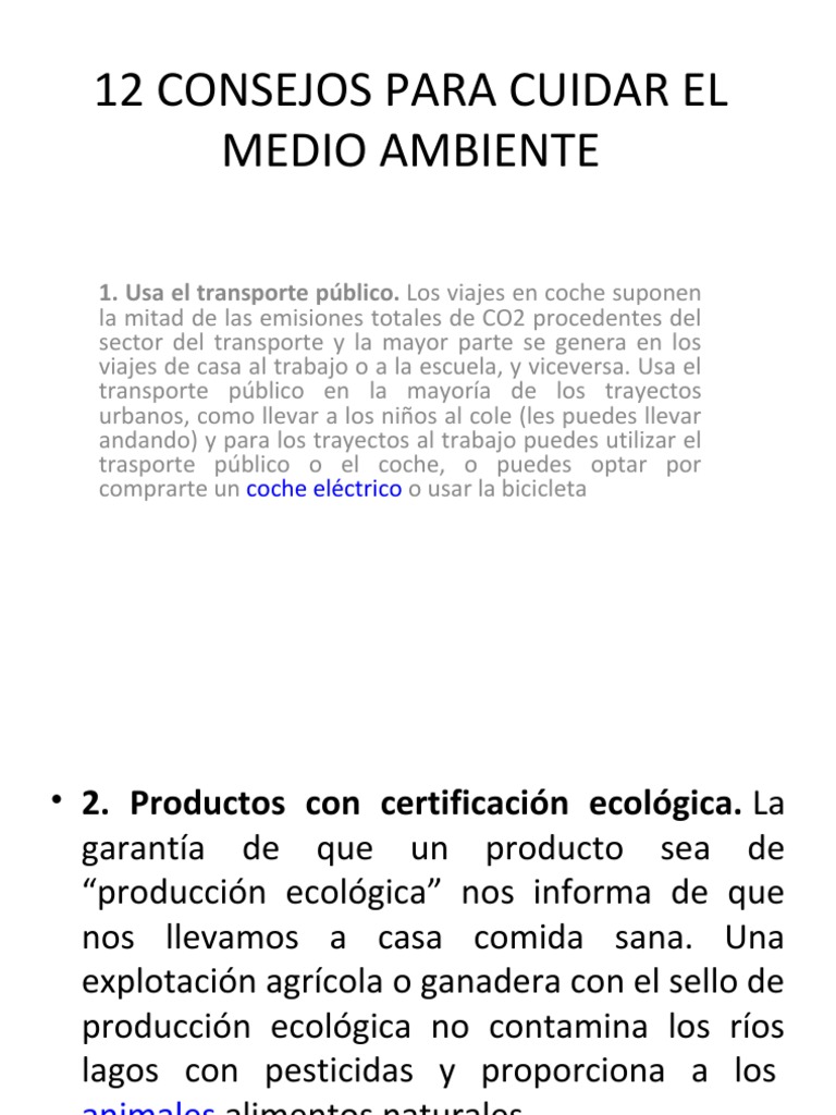 12 Consejos para Cuidar El Medio Ambiente | PDF | El plastico | Residuos