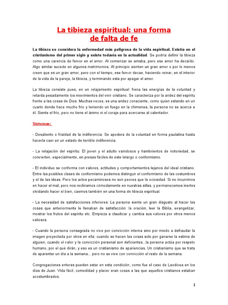 La Tibieza Espiritual | PDF | Jesús | Cristo (título)