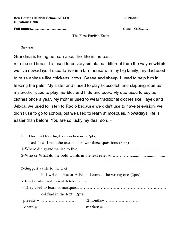 English Exam for 3AM Students | PDF | Language Arts & Discipline