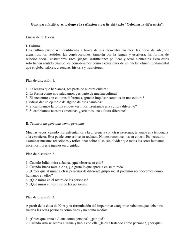 Diálogo sobre Culturas Diferentes | PDF | Interculturalidad | Teorías ...