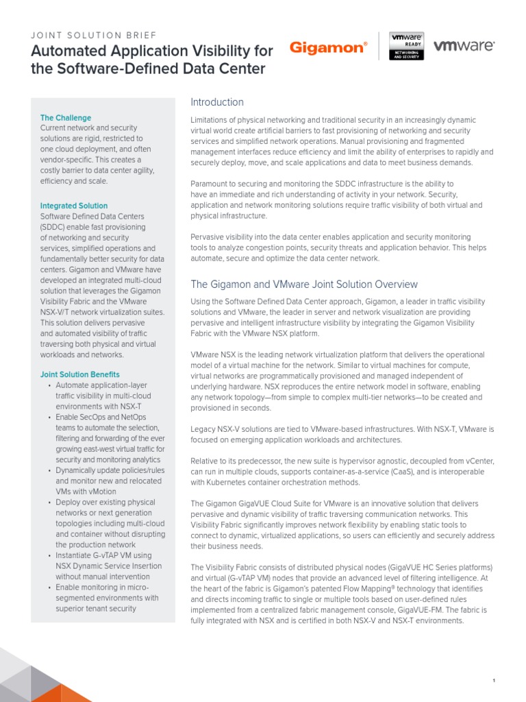 Automated Application Visibility For The Software-Defined Data Center | PDF | V Mware | Computer ...
