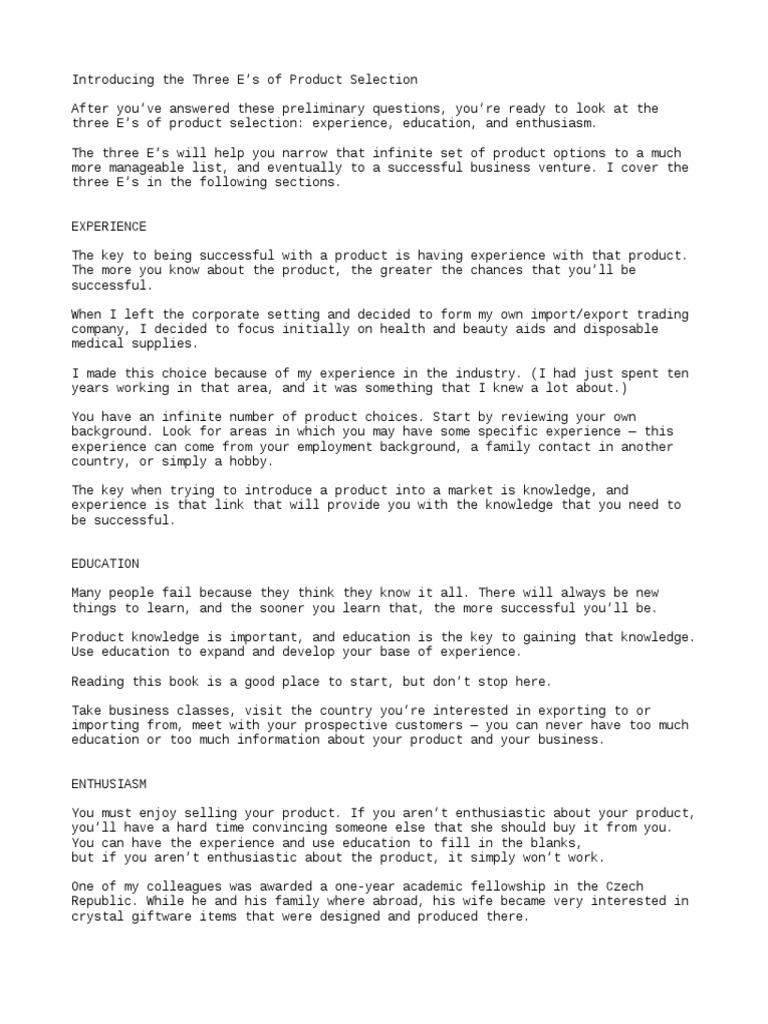 Three E's Product Selection Guide | PDF | Customer | Economies