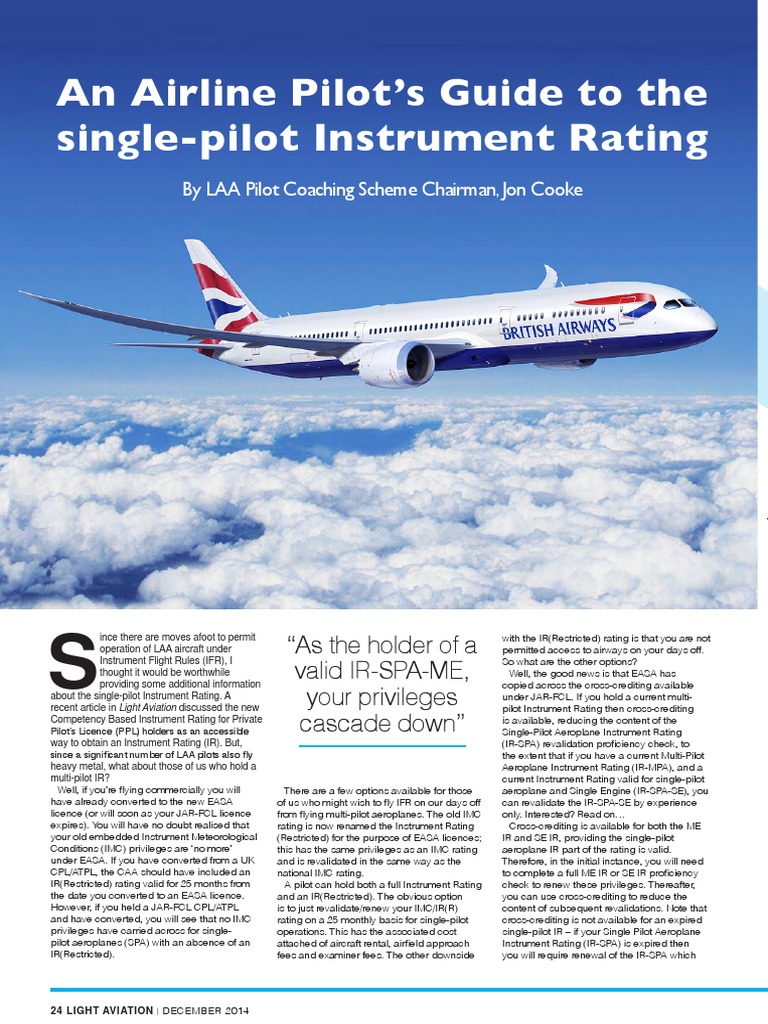 An Airline Pilot's Guide To The Single-Pilot Instrument Rating | PDF ...