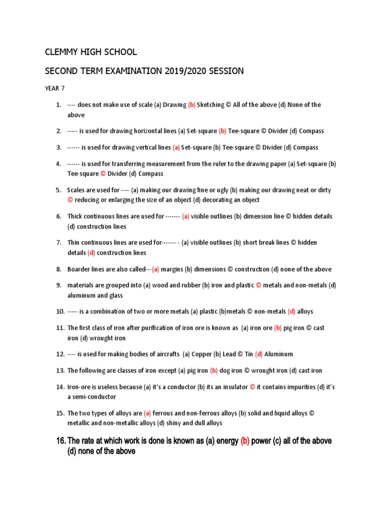 2019 2020 Second Term Examination | PDF | Waves | Temperature