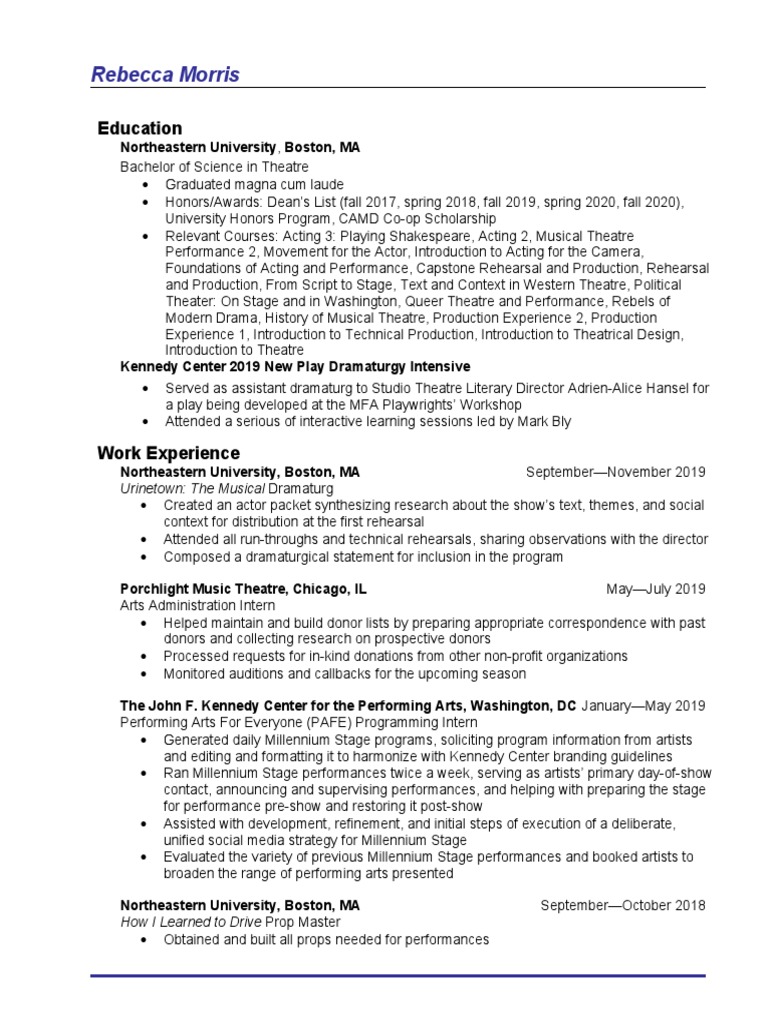 Professional Resume Website | PDF | Acting | Theatre