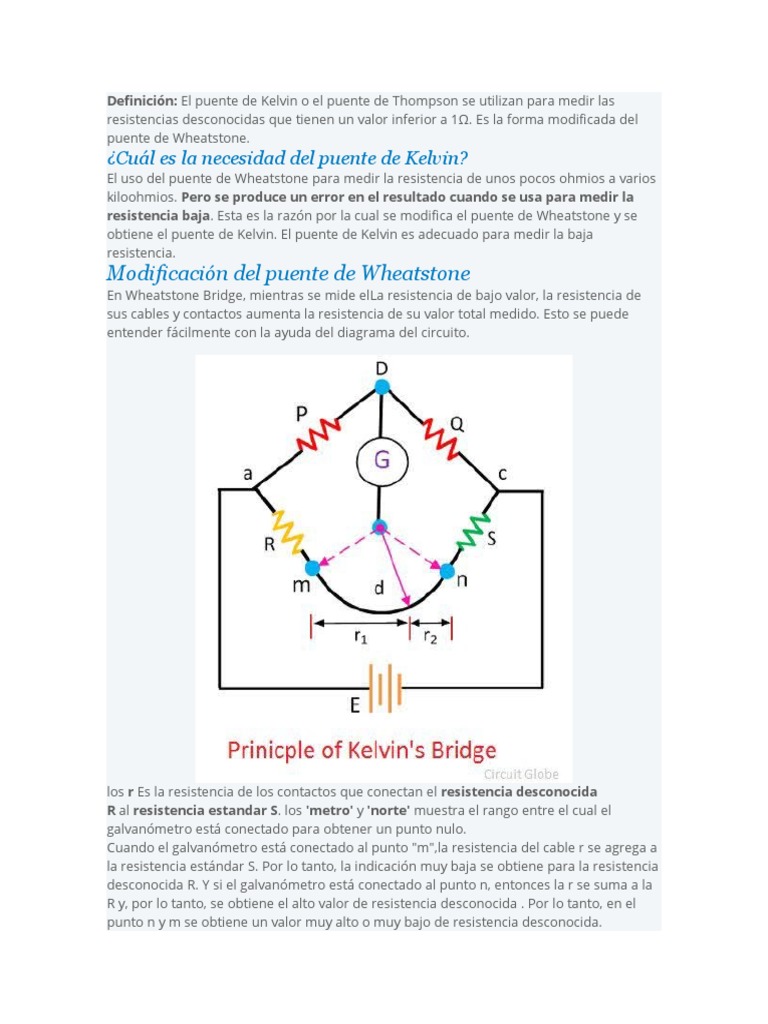 Puente de Thomson o Kelvin | PDF | Resistencia Eléctrica y Conductancia ...