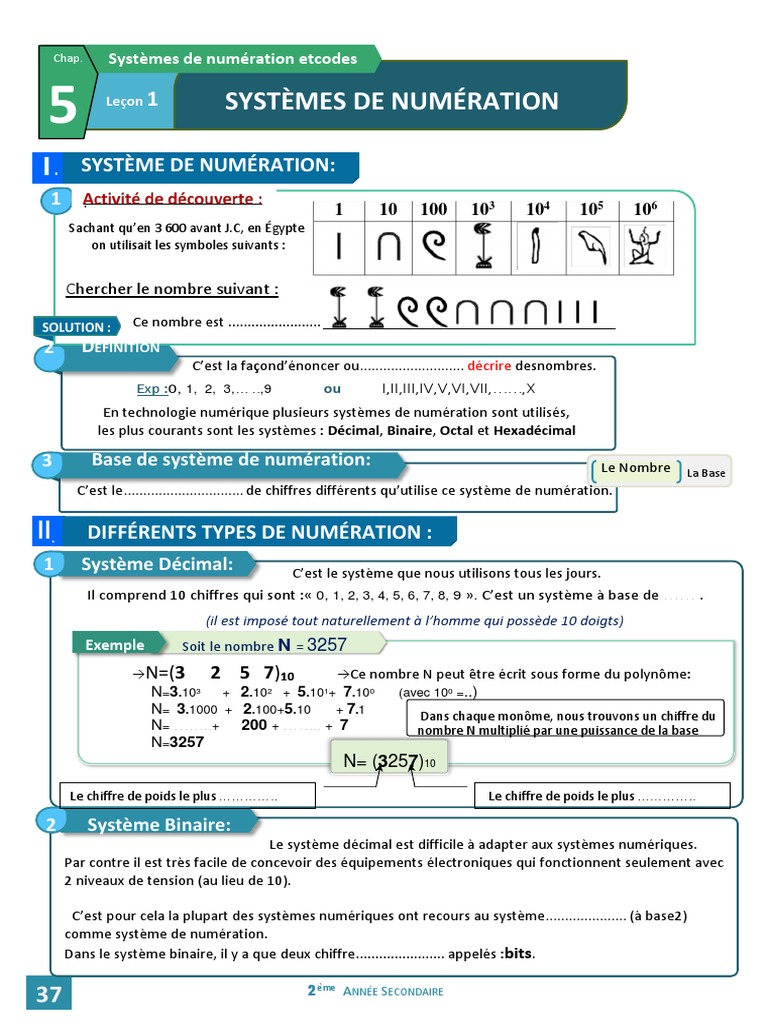 Systéme de Numération Et Codes | PDF | Décimal | Décimal codé binaire